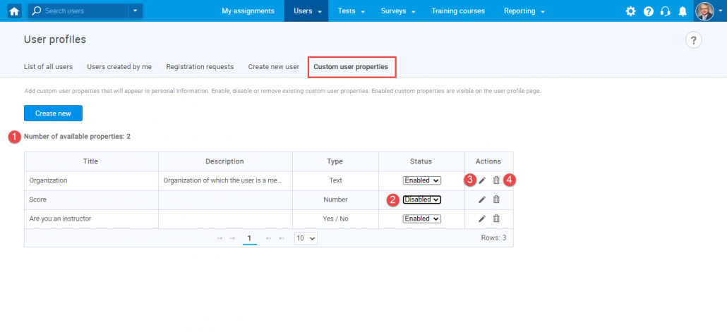 How to create custom user properties | YouTestMe
