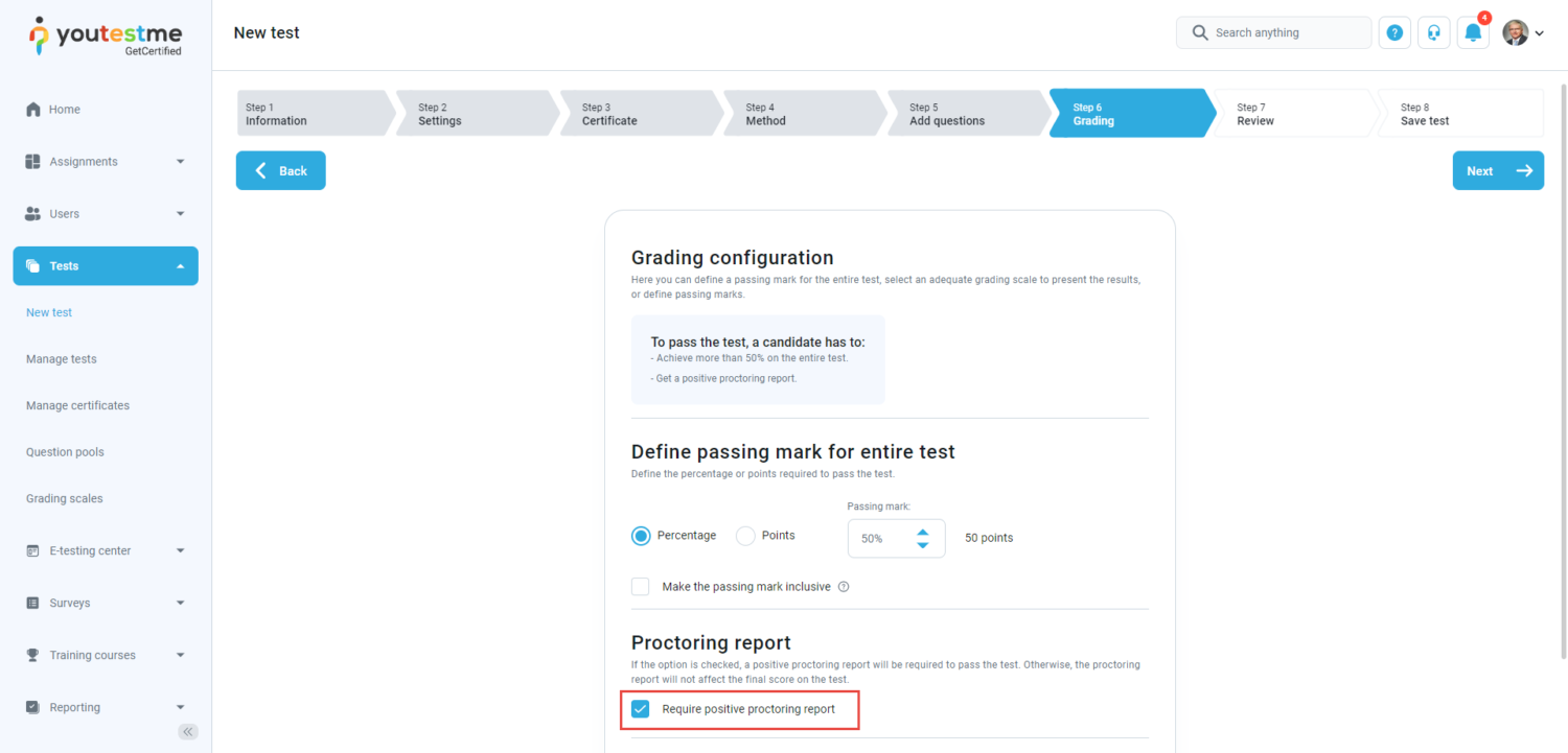 How to associate proctoring report with outcome of the test | YouTestMe