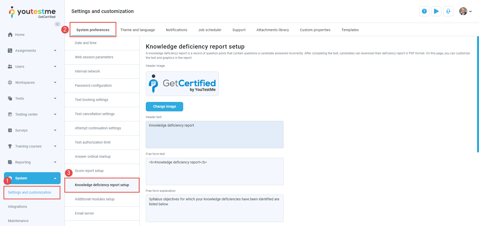 How to Enable Knowledge Deficiency Report Download - YouTestMe
